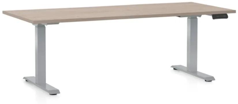 Výškově nastavitelný stůl OfficeTech D, 180 x 80 cm - šedá podnož Barva: Dub