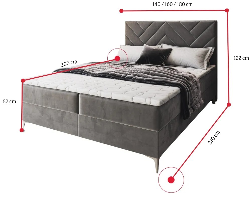 Expedo Čalouněná postel boxspring ROKOS + topper, 180x200, monolith 37