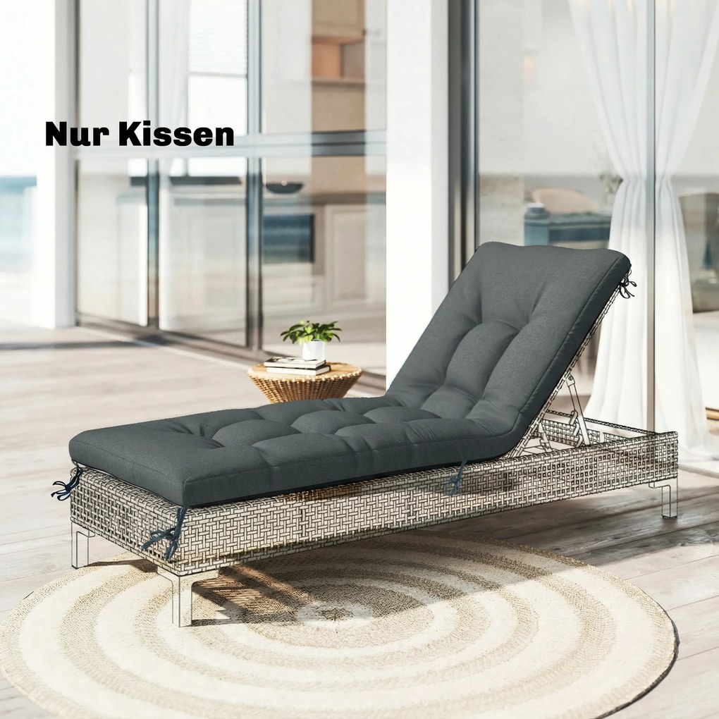Outsunny Polštářek z palety Odnímatelný sedák s upevňovacími popruhy Polštářek z palety pro většinu lehátek 198x65x13cm Tmavě šedý