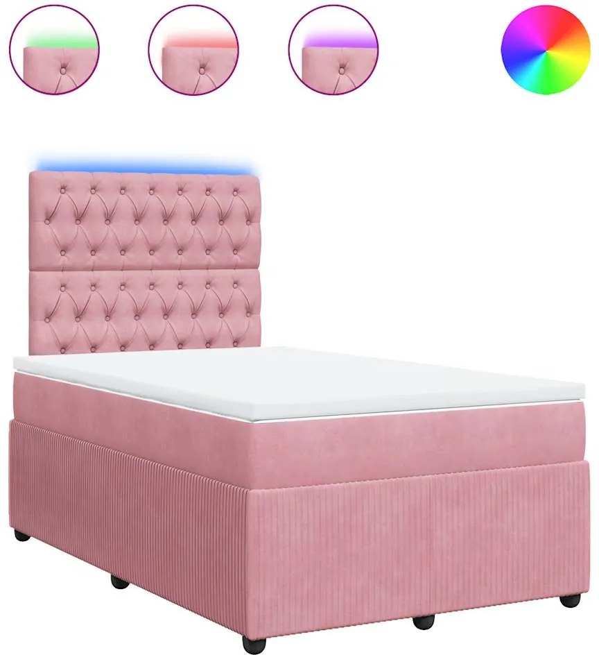 Box spring postel s matrací růžová 120x190 cm samet 3294597