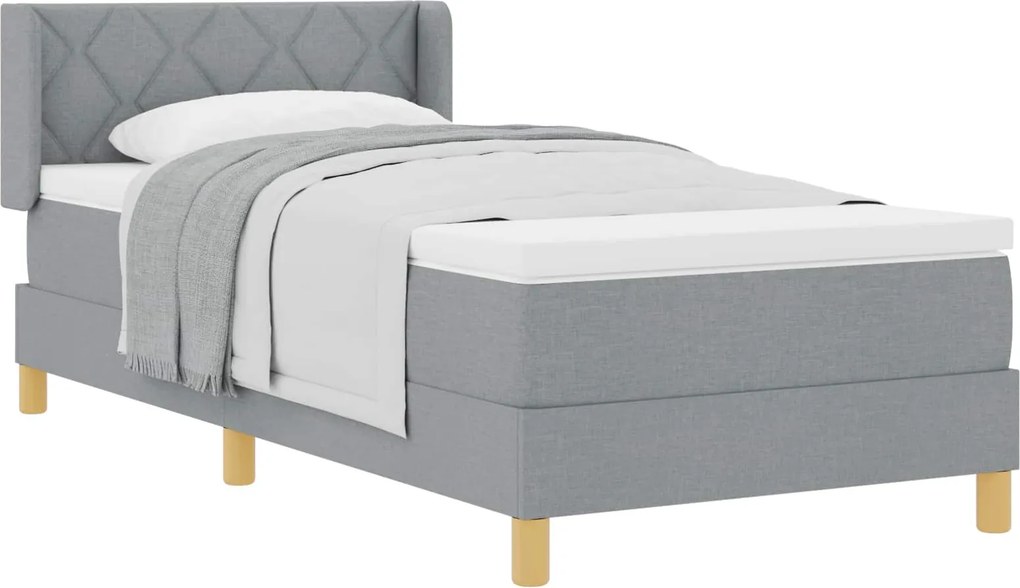 Postel s boxspringem s čelo Světle šedá 190 x 90 cm textil 3341328