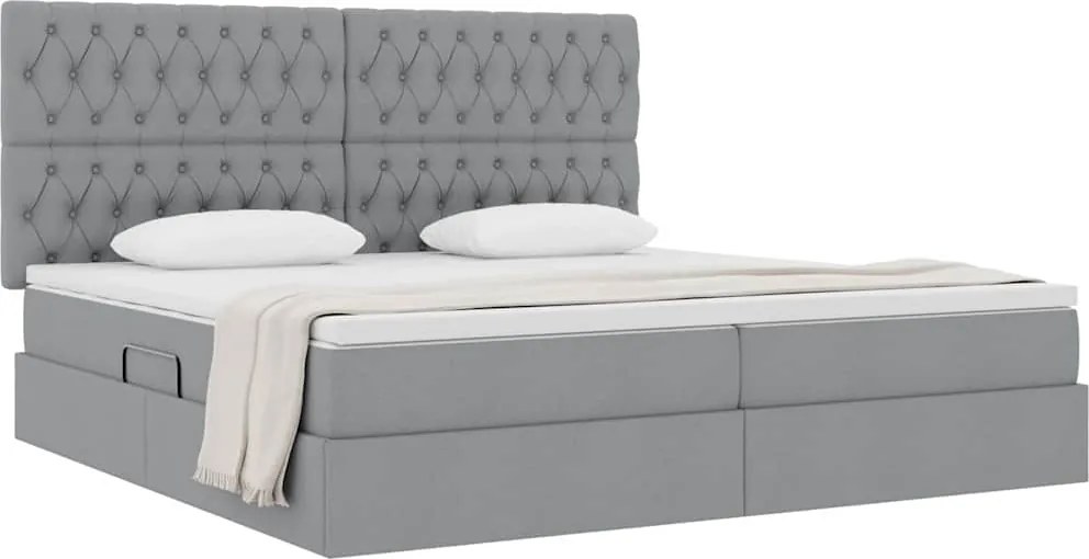 Postel s úložným prostorem a matrací Světle šedá 200 x 200 cm 3371865
