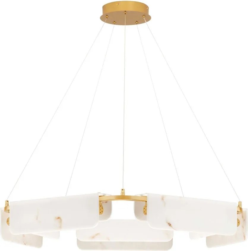 Krémové/v mosazné barvě LED stmívatelné závěsné svítidlo v dekoru mramoru ø 93 cm Aider – Nova Luce