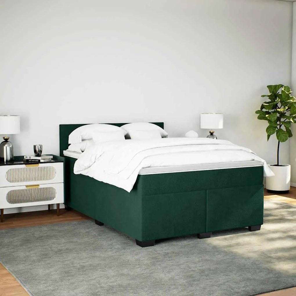 Box spring postel s matrací tmavě zelená 140x190 cm samet 3288603