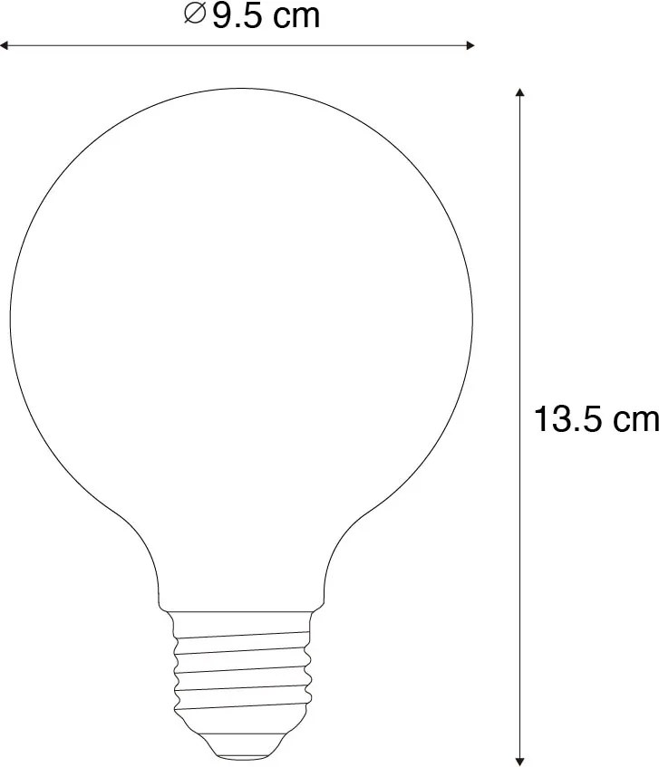 Sada 5 ks LED žárovka E27 s 3stupňovým stmíváním, opálové sklo G95, 4W, 450lm, 3000K