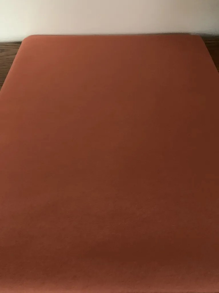 K-U ručně šitý ubrus oranžovocihlový,  130 cm x 220 cm