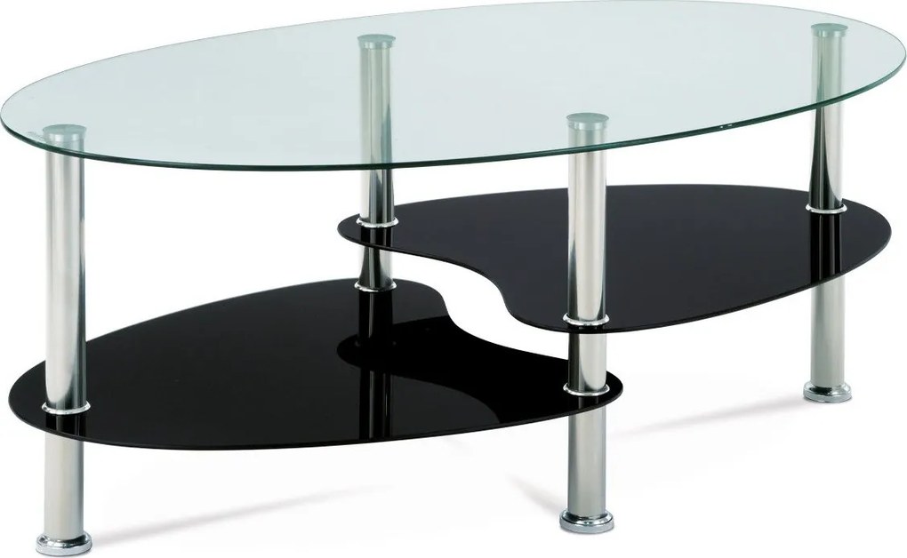 Autronic Konferenční stolek, čiré sklo / černé sklo / leštěný nerez GCT-302 GBK1