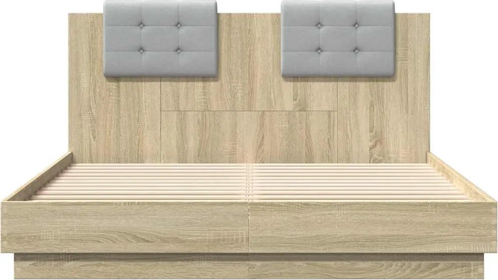Rám postele s čelem a LED osvětlením dub sonoma 120 x 200 cm 3210019