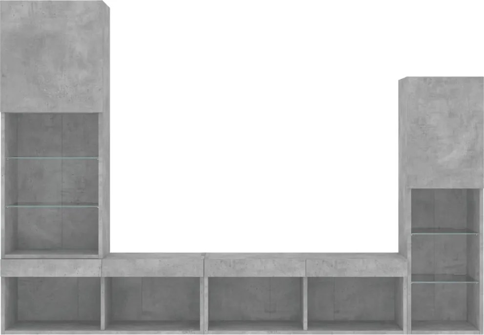 4dílná obývací stěna s LED betonově šedá kompozitní dřevo 3216657