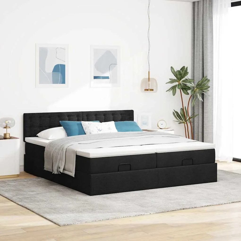 Osmanský rám postele s matrací černá 180x200cm textil 3312038