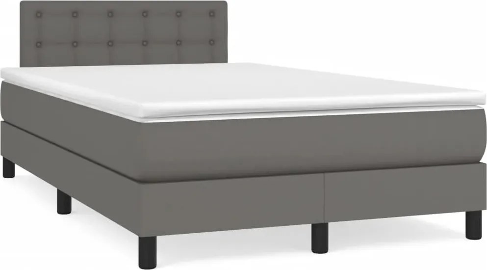 Box Spring Postel S Matrací Šedá Umělá Kůže Šedá tlačítka 120 x 190 cm