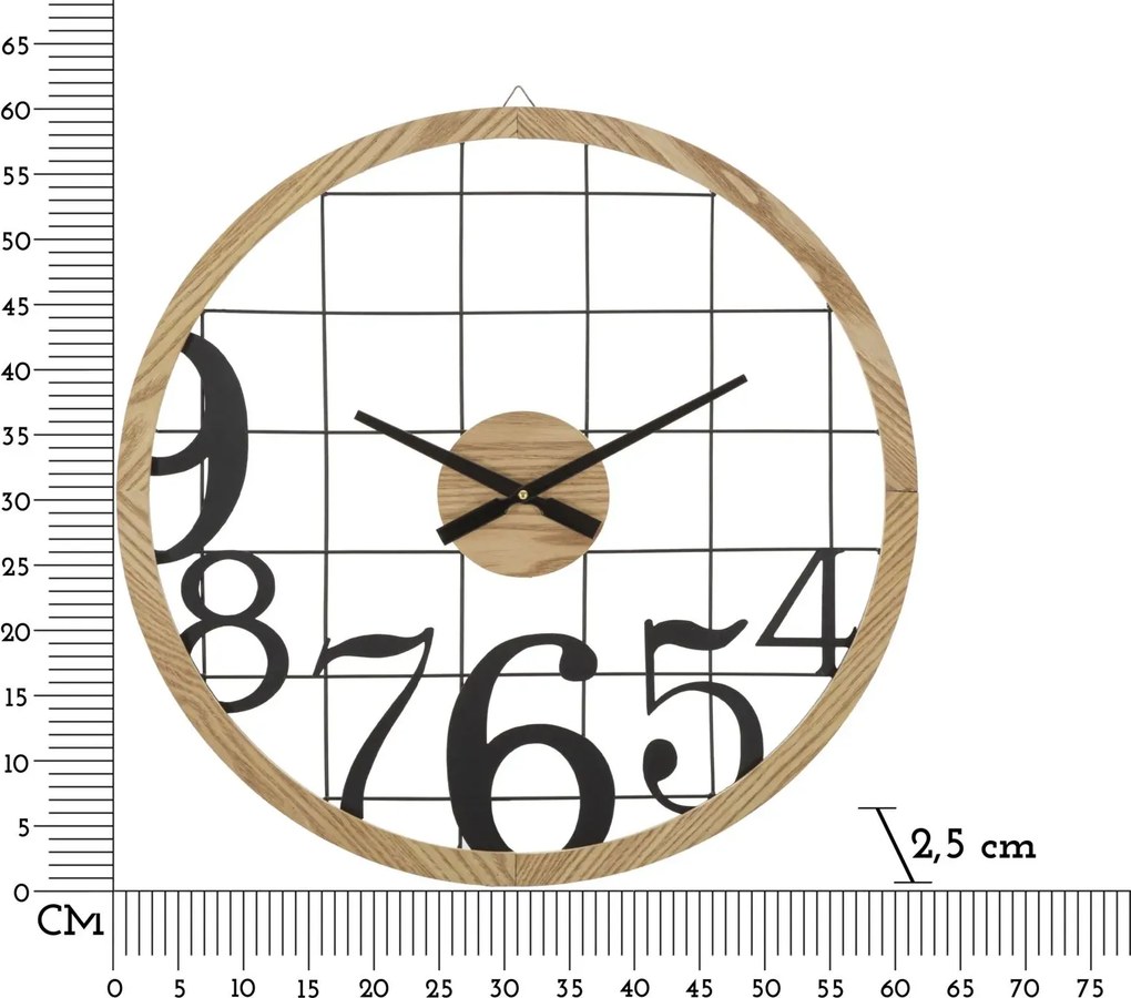 Nástěnné hodiny Numbers 60 cm černé/hnědé