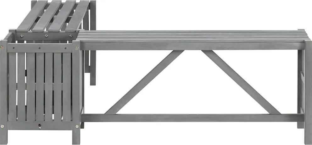 Zahradní rohová lavice s truhlíkem 117 cm masivní akácie šedá 311824