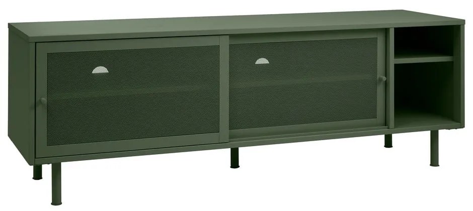 Tmavě zelený kovový TV stolek 160x55 cm Veep – Unique Furniture
