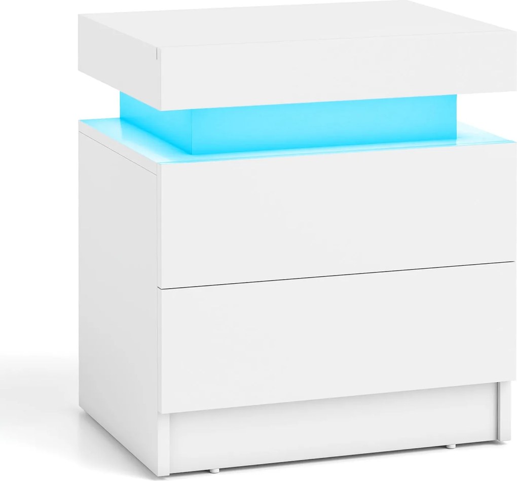 Costway Noční stolek s LED světly noční komoda s 2 zásuvkami