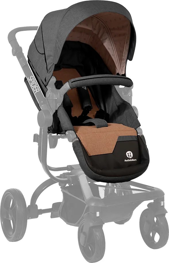 PETITE&MARS Sedačka ke kočárku Vario/ Spider - Black Melange