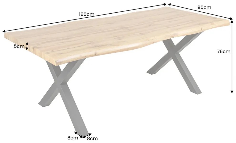 Massive home | Jídelní stůl WILD 160 cm  masiv divoký dub  přírodní