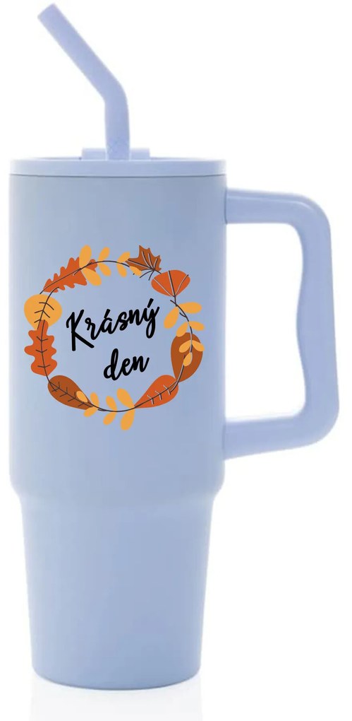 KRÁSNÝ DEN (PODZIM) - světle modrý cestovní termohrnek 900 ml