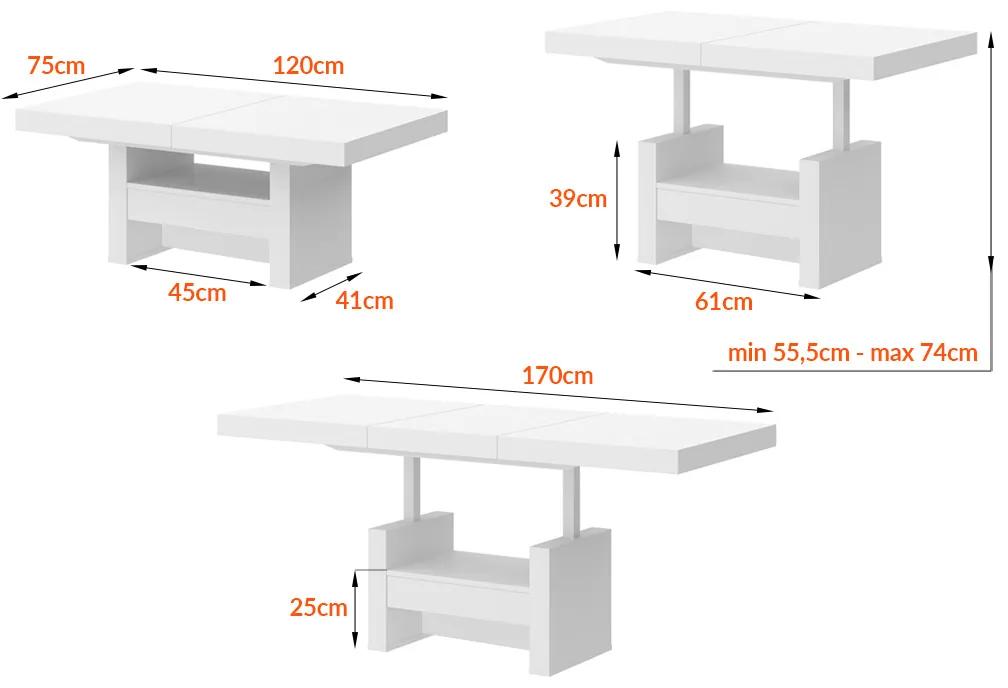 Konferenční stolek AVERSA LUX (šedá mat/bílá lesk)