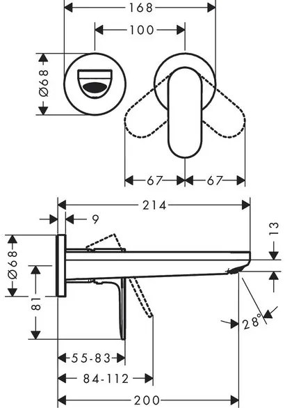 Hansgrohe Rebris S Umyvadlová podomítková baterie, výtok 20,5 cm, chrom 72528000