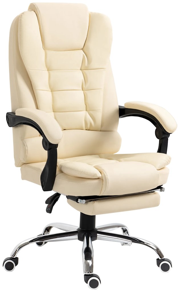 Kancelářská židle HOMCOM s podnožkou, výškově nastavitelná kancelářská židle s funkcí náklonu a područkami, koženka, ergonomická | Aosom.de