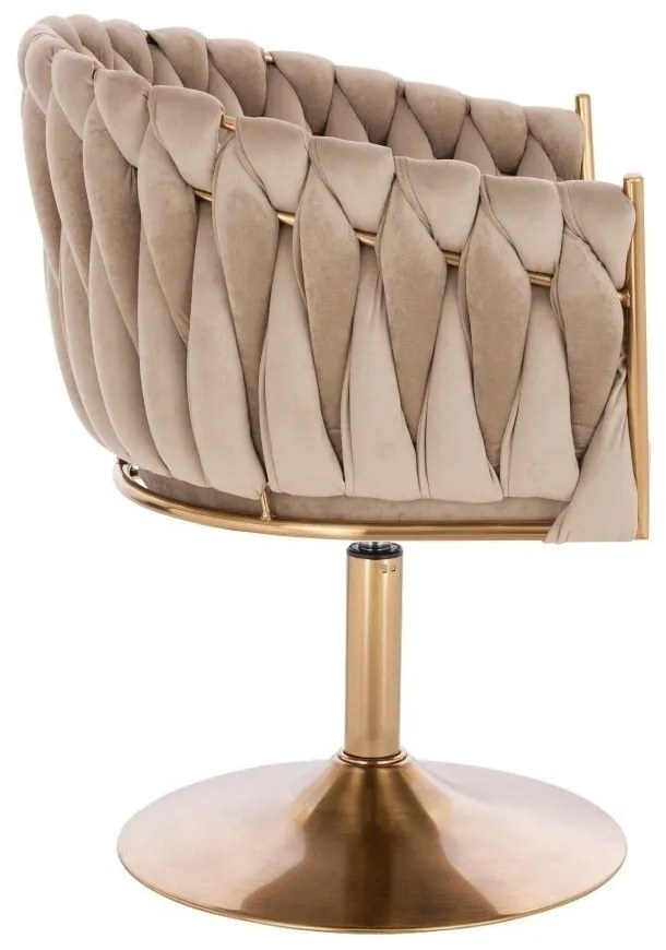 LuxuryForm DESIGN Otočná židle NORDEN VELUR na zlatém talíři - latte