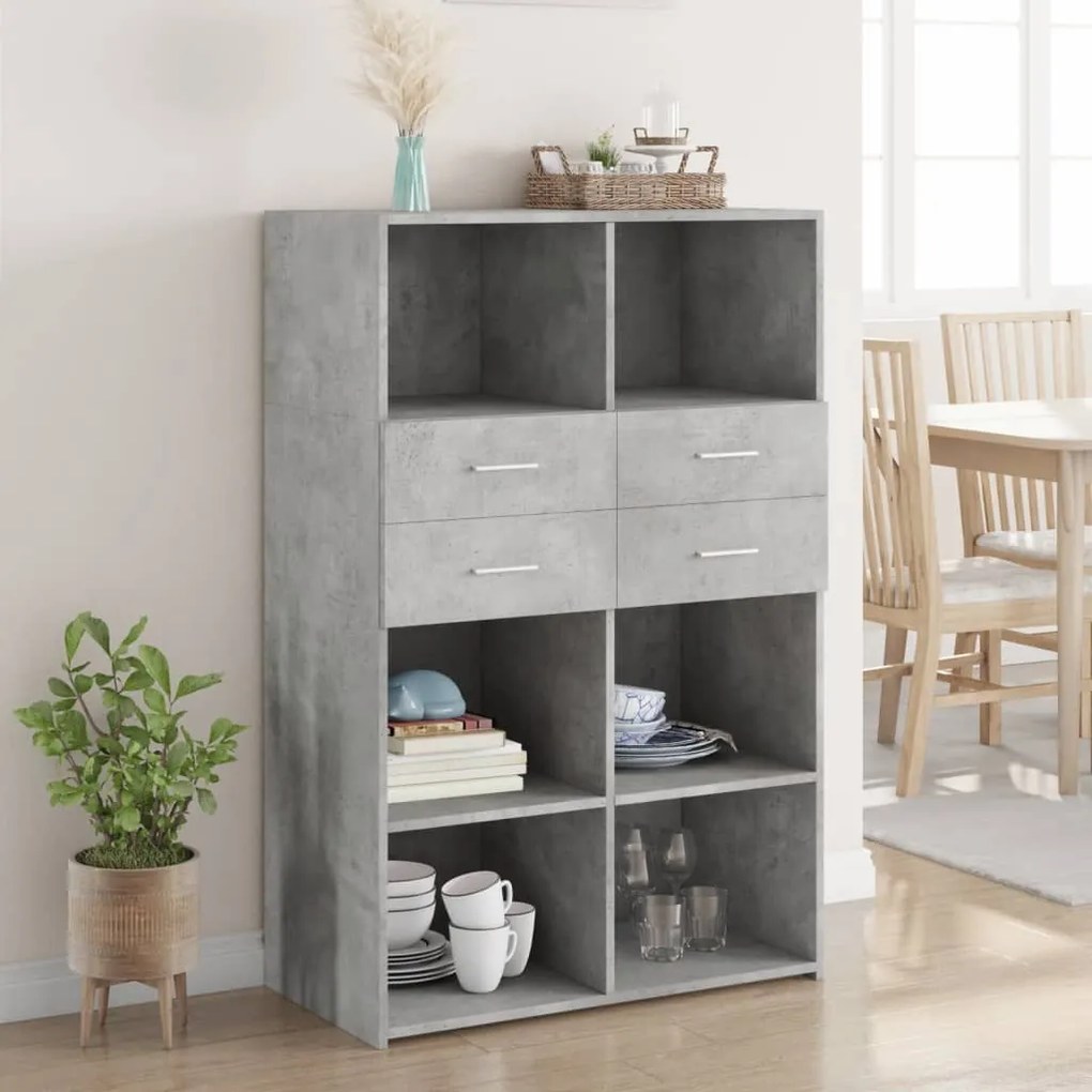 Skříň highboard betonově šedá 80x42,5x124 cm kompozitní dřevo 3281388