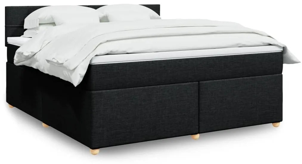 Box spring postel s matrací černá 180x200 cm textil 3289061