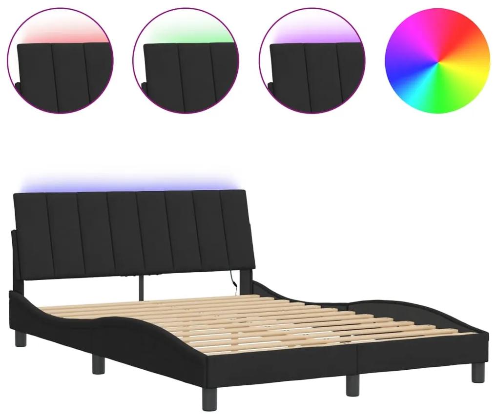 vidaXL Rám postele s LED osvětlením černý 120 x 200 cm samet