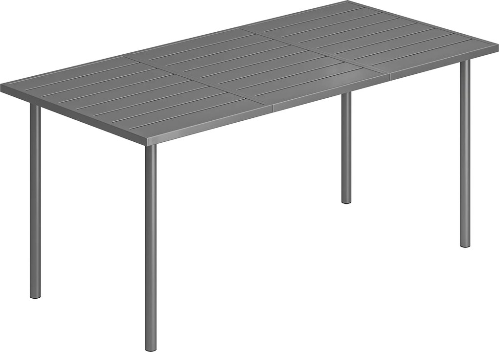 Zahradní stůl 165 x 80 cm pro 6 osob Jídelní stůl s lamelovou deskou, ocelový rám, obdélníkový tvar