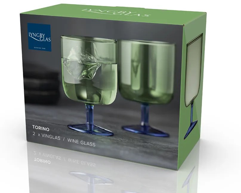 Lyngby Glas Sklenice na víno Torino 30 cl (2ks) Green/Blue