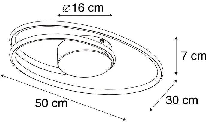 Designové stropní svítidlo ocel včetně LED 3-krokové stmívatelné - Rowan