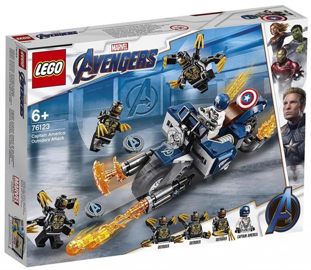 Lego stavebnice lego super heroes 76123 captain america: útok outriderů