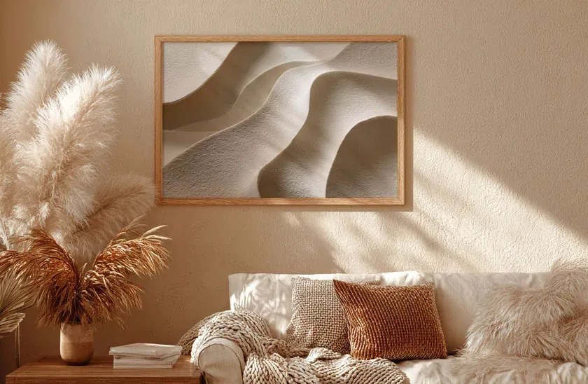 Písečné vlny - obraz - Minimalistická abstrakce v přírodních tónech 69A - 70 x 100 cm - 1 149 Kč