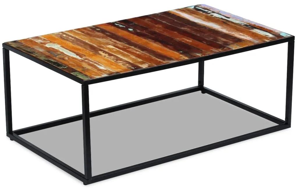 Konferenční stolek - masivní regenerované dřevo | 100x60x40 cm