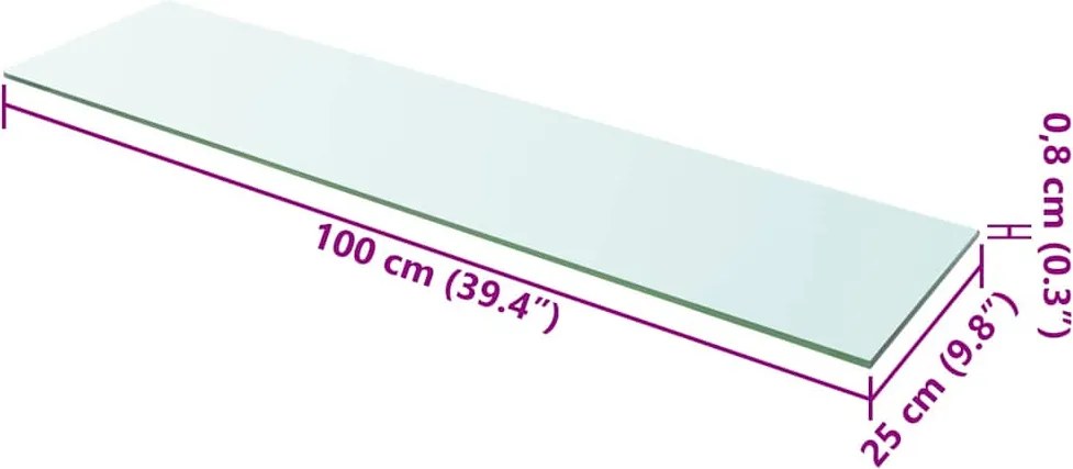 Policové desky 2 ks sklo čiré 100 x 25 cm 3051585