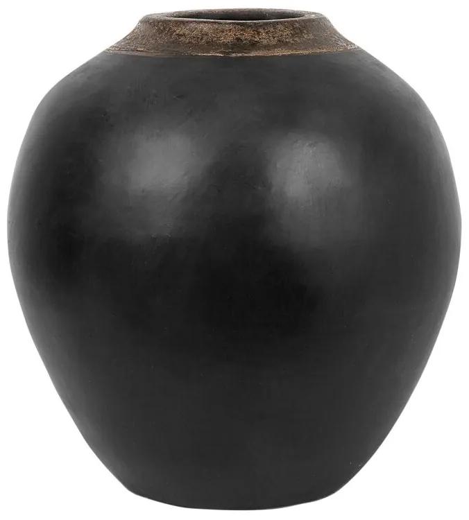 Pálená hlína Dekorativní váza 31 Černá Zlatá LAURI Beliani