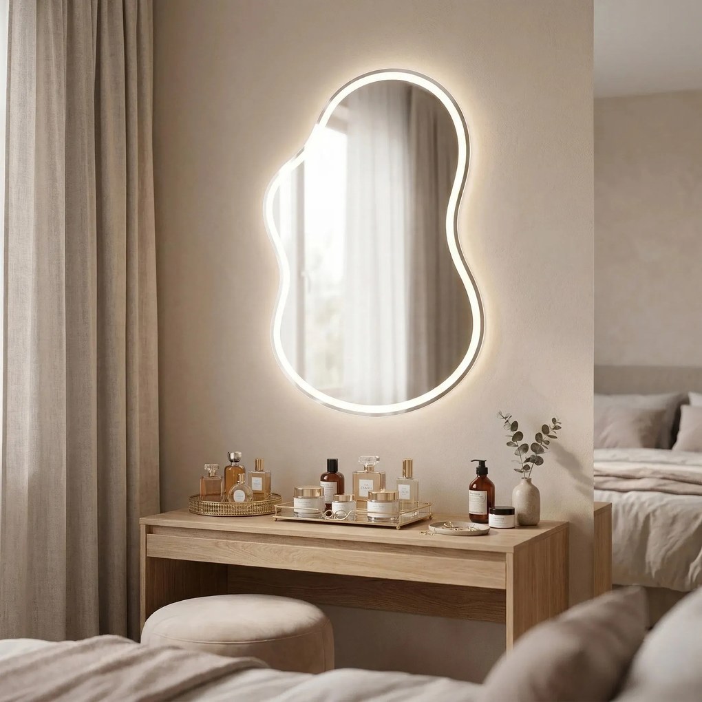 Tutumi Zrcadlo 80x55 cm s vyhříváním a regulovatelným LED osvětlením HOM-01515