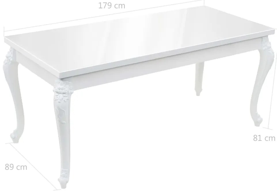 vidaXL Marketos Jídelní stůl 179 x 89 x 81 cm vysoký lesk bílý