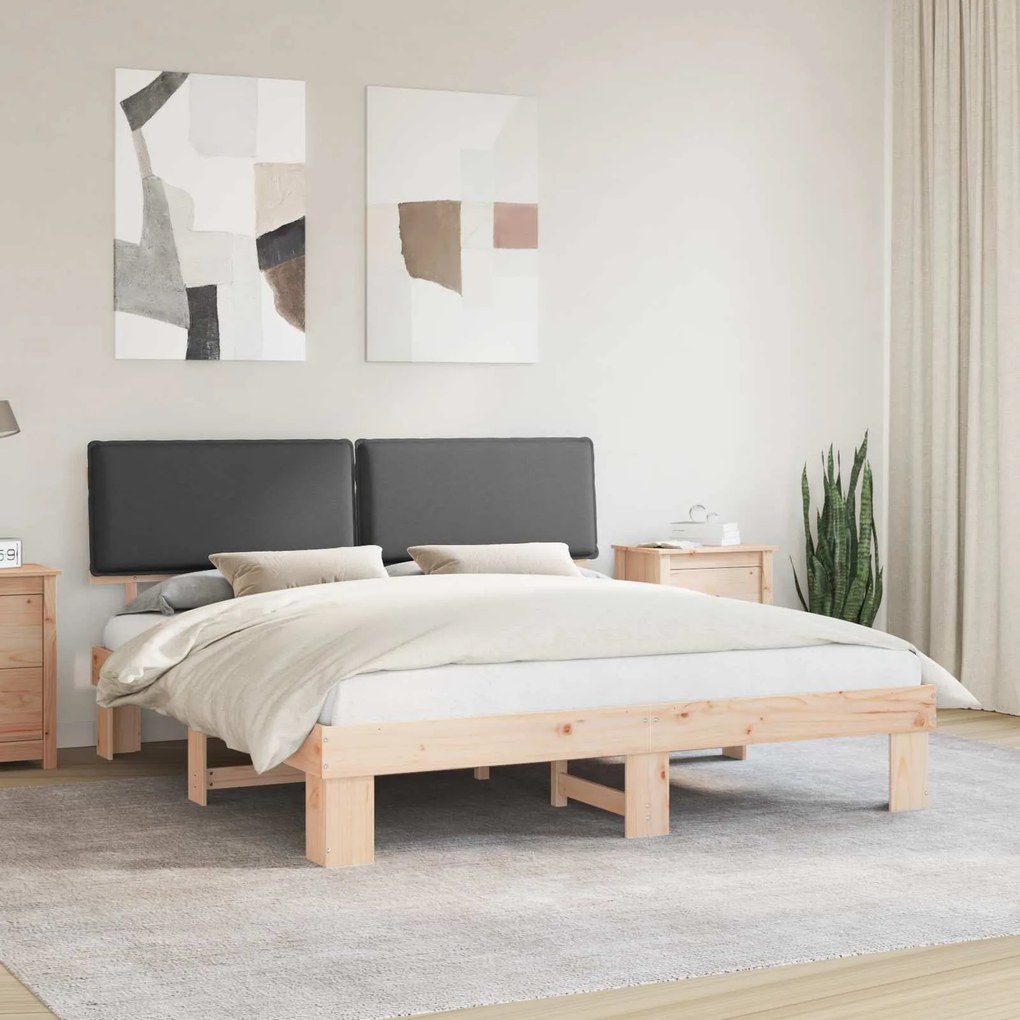 Rám postele s čalouněným čelem s čelo Tmavě šedá 200 x 200 cm 3398065