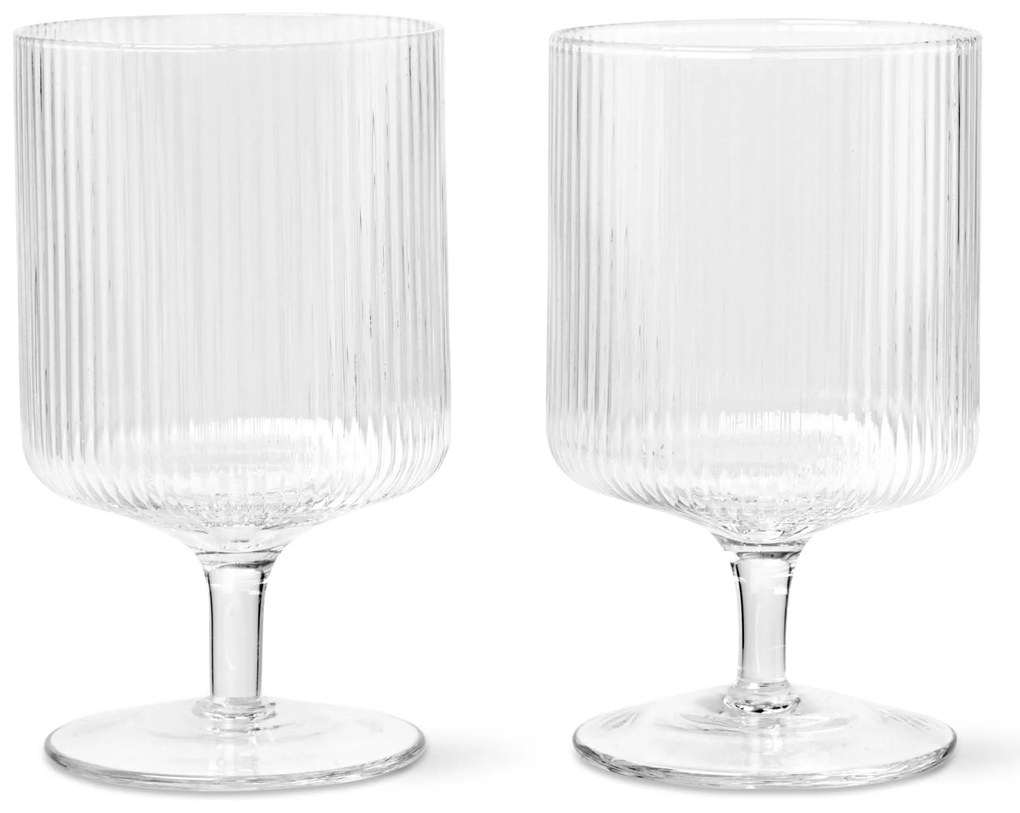 ferm LIVING Sklenice na víno Ripple Clear 270 ml - set 2 ks, čirá barva, sklo