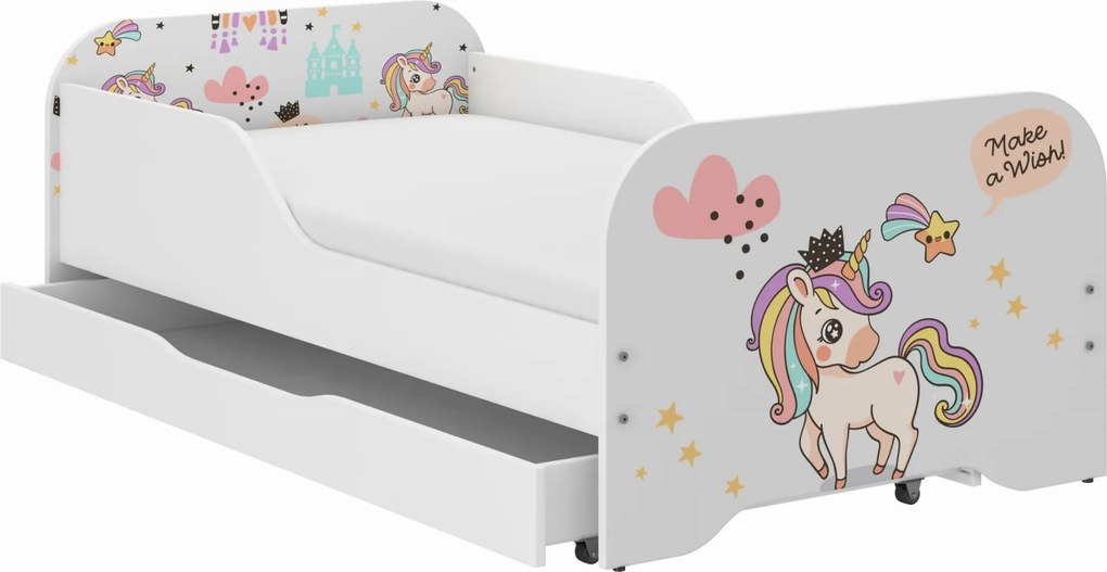 Wooden Toys Dětská postel MIKI 160x80 JEDNOROŽEC RAINBOW