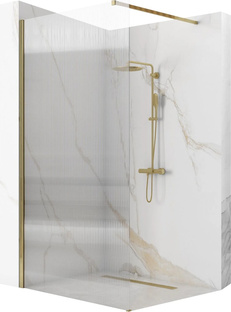 Rea Aero Intimo, sprchová zástěna 100x200 cm, 8mm čiré sklo, zlatá matná profil, REA-K4126