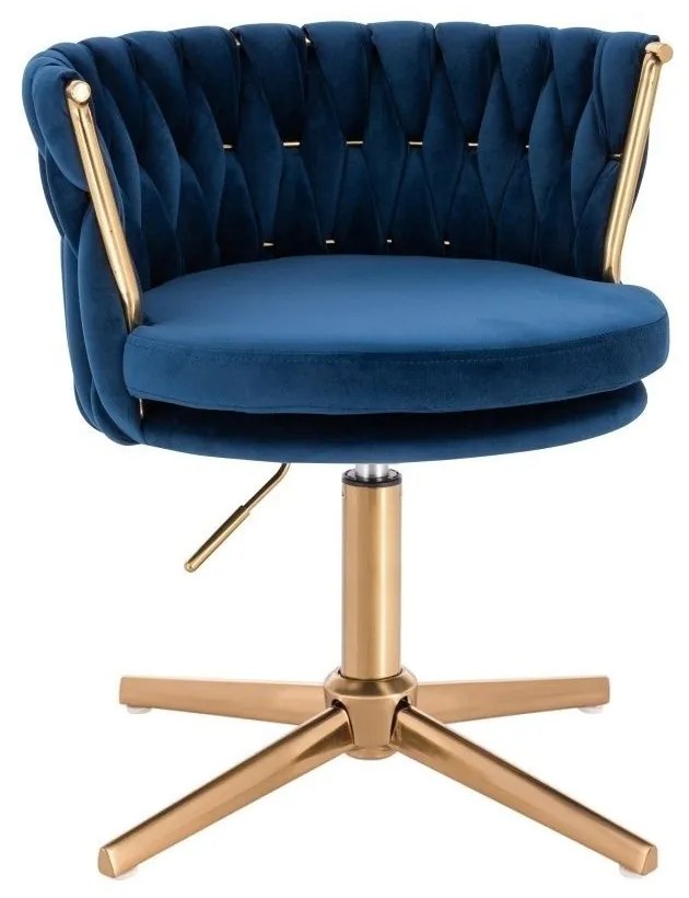 LuxuryForm DESIGN Otočná židle LYON VELUR na zlatém kříži - modrá