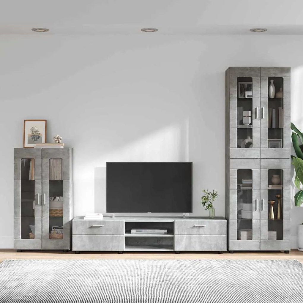 Sestava TV skříněk FLORIN 3 ks Betonově šedá Kompozitní dřevo 3397957