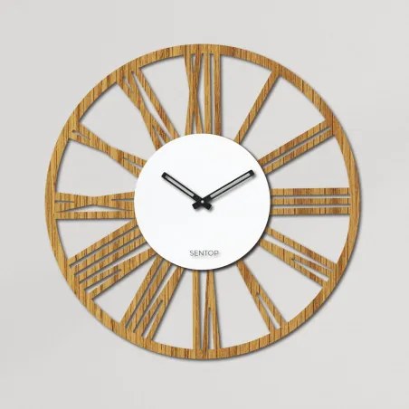 Moderní dřevěné nástěnné hodiny rýmské - Luxusní design | SENTOP HDFK028-dub