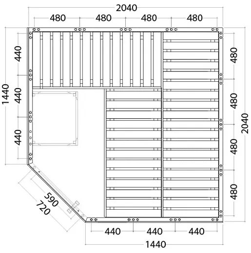 Sentiotec finská Sauna Welfun Corner 206x206x204cm