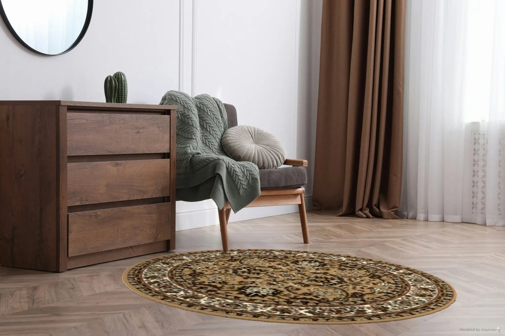 Kusový koberec TEHERAN T-117 beige kruh, 190x190 (průměr) kruh, béžová, chodba / predsieň, Alfa Carpets