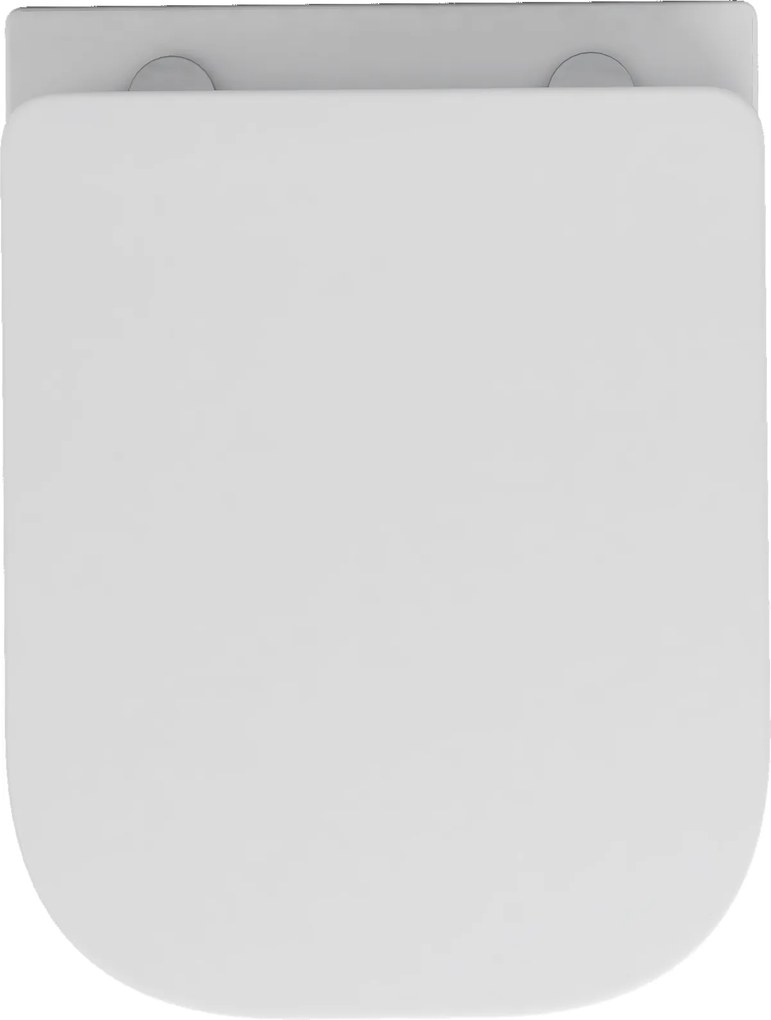 Invena Paros, závěsná WC mísa Rimless 465x350x360 mm + SLIM toaletní sedátko s pomalým zavíráním, bílá lesklá, INV-CE-90-001-W