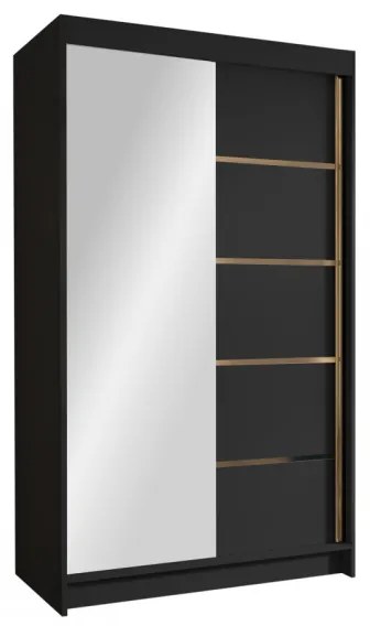 Šatní skříň se zrcadlem Menny III 100, Barva: bílá / černá
